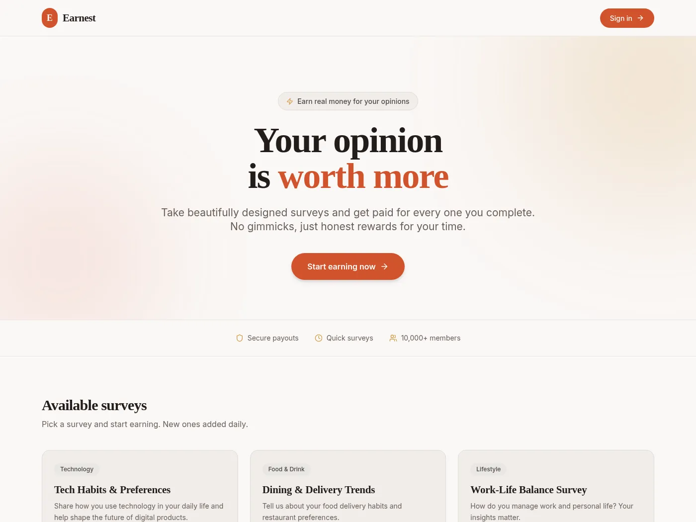 Earnest Surveys