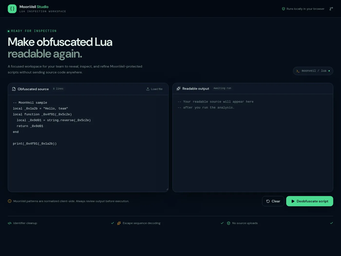 Lua Deobfuscator Web Tool