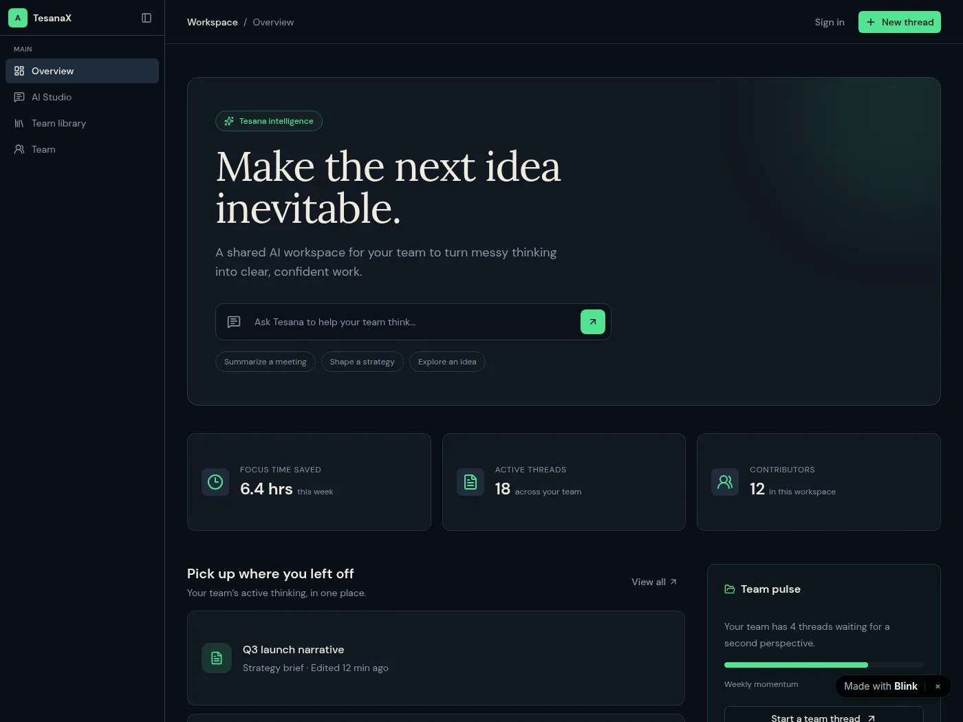 TesanaX AI Workspace