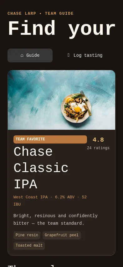 ChaseLARP IPA Tasting App