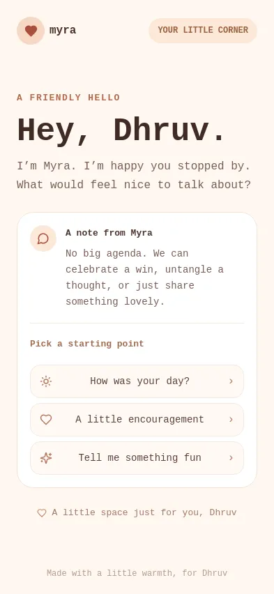 Hello Myra App