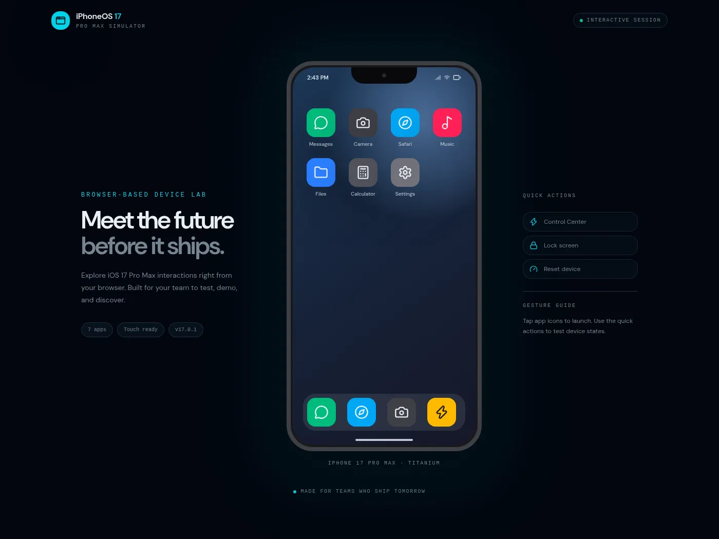 iPhone 17 OS Simulator