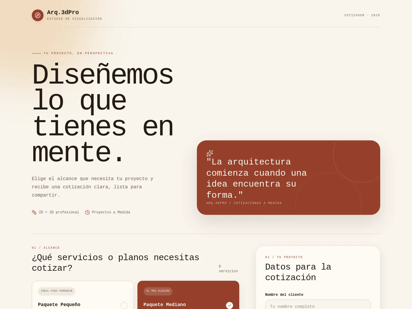 Arq.3dPro Quote Builder