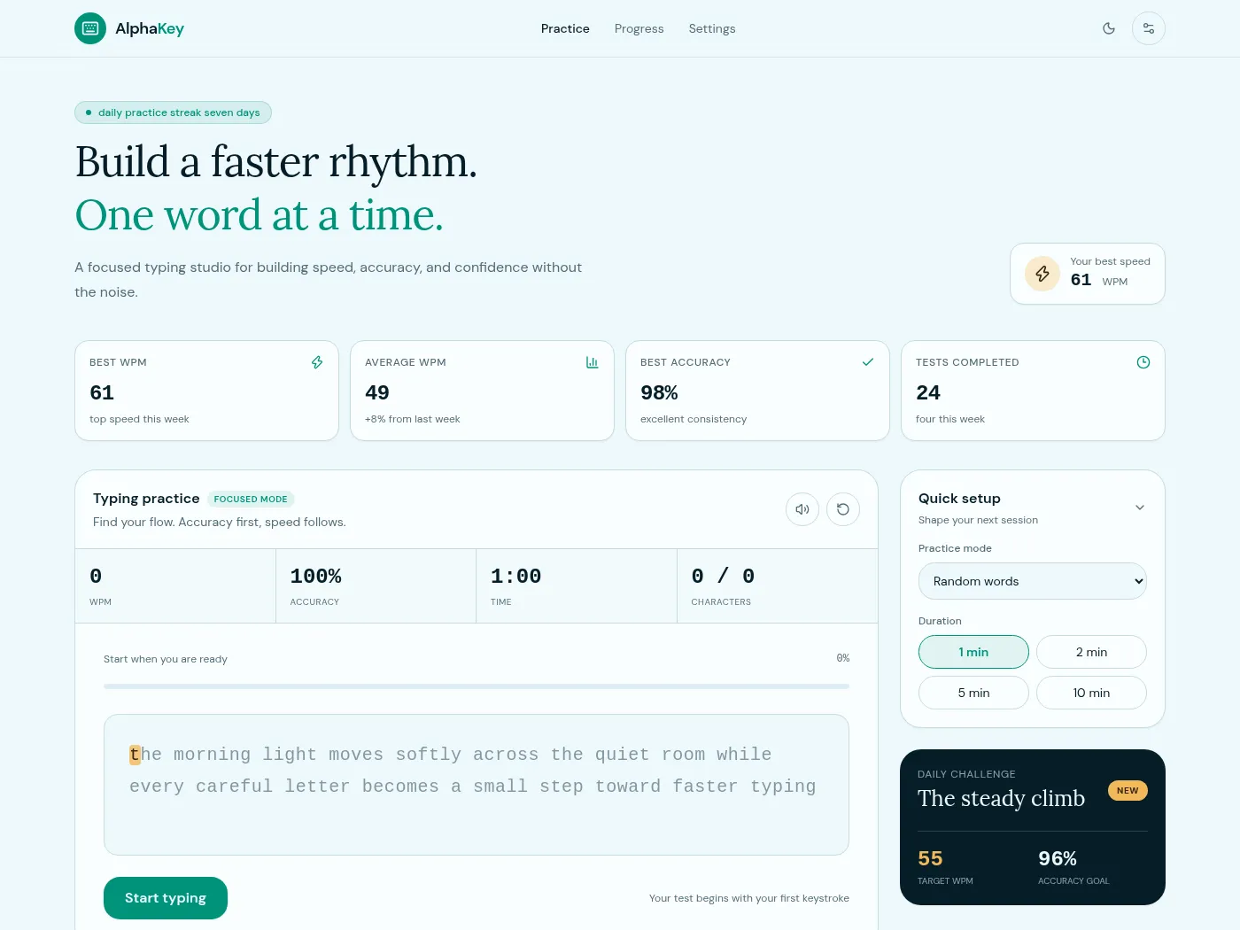 AlphaKey Typing Trainer