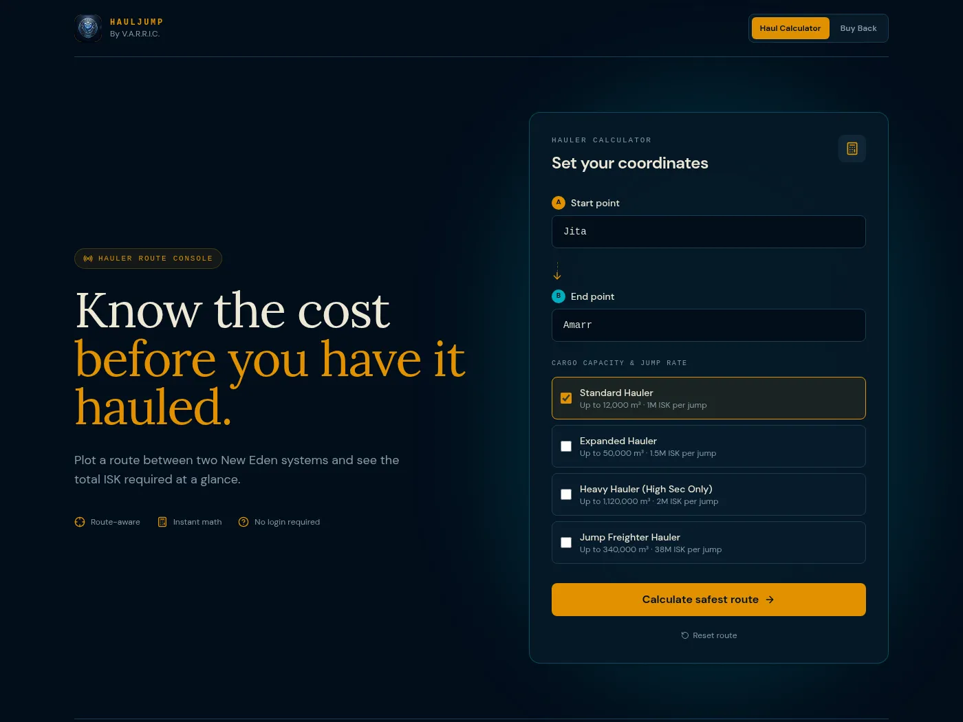 HaulJump Calculator