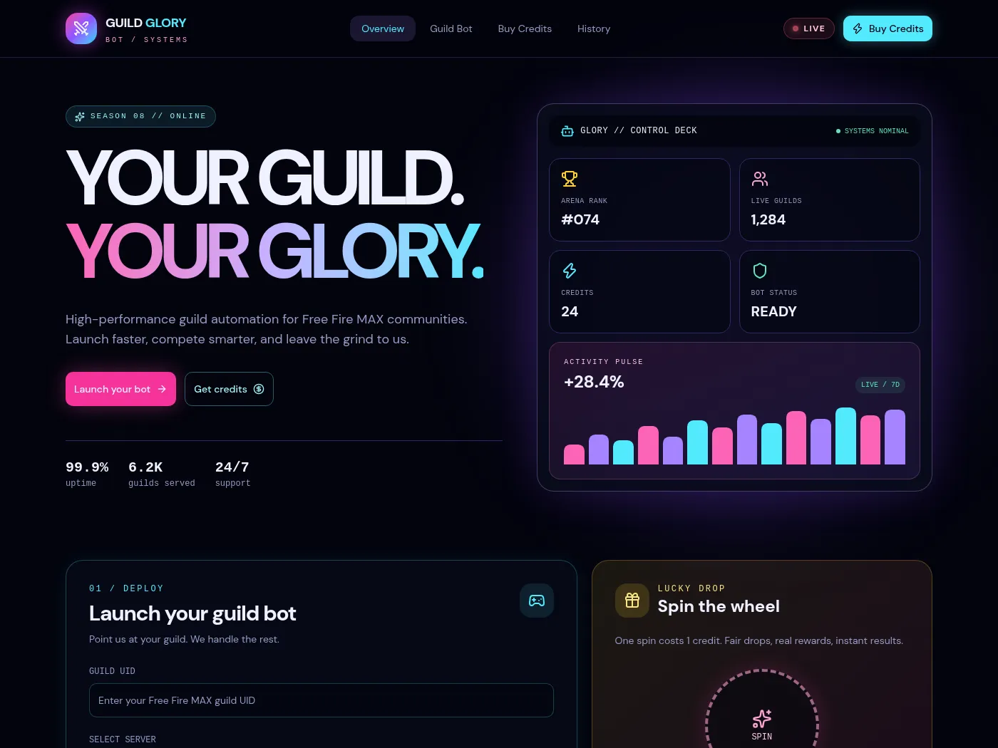 Guild Glory Bot Website