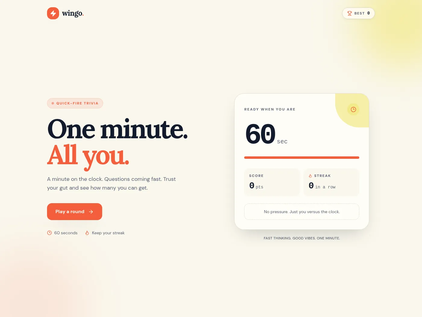 Wingo Minute Quiz
