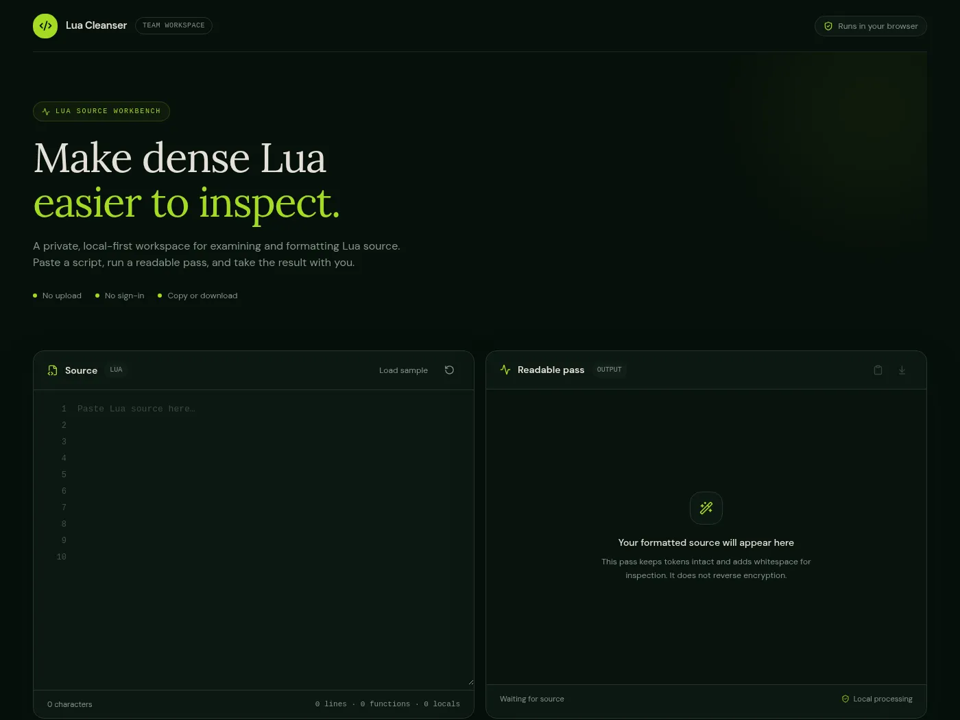 Lua Cleanser