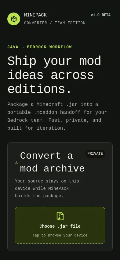 MinePack Converter