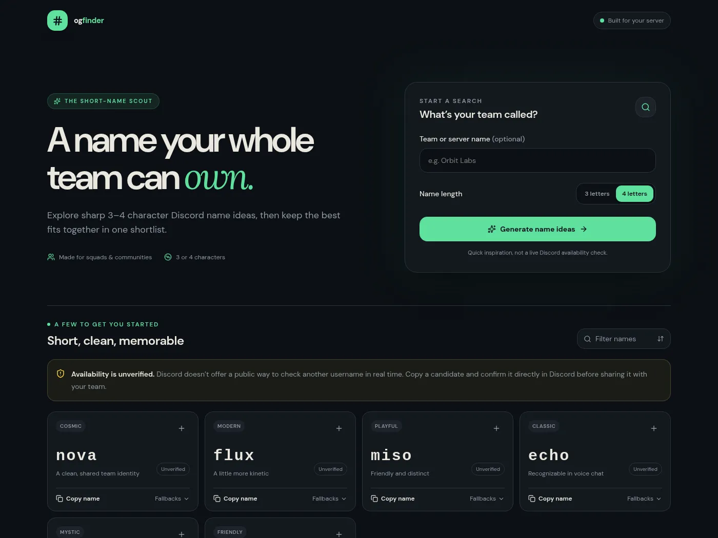 Discord OG Name Finder