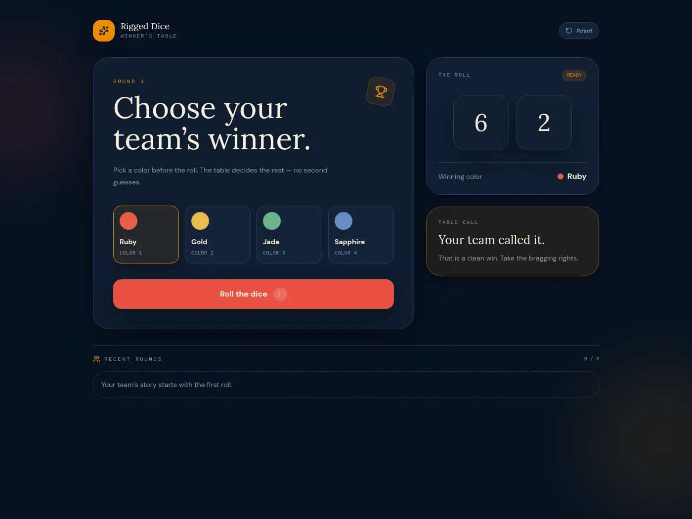 Rigged Dice Winner