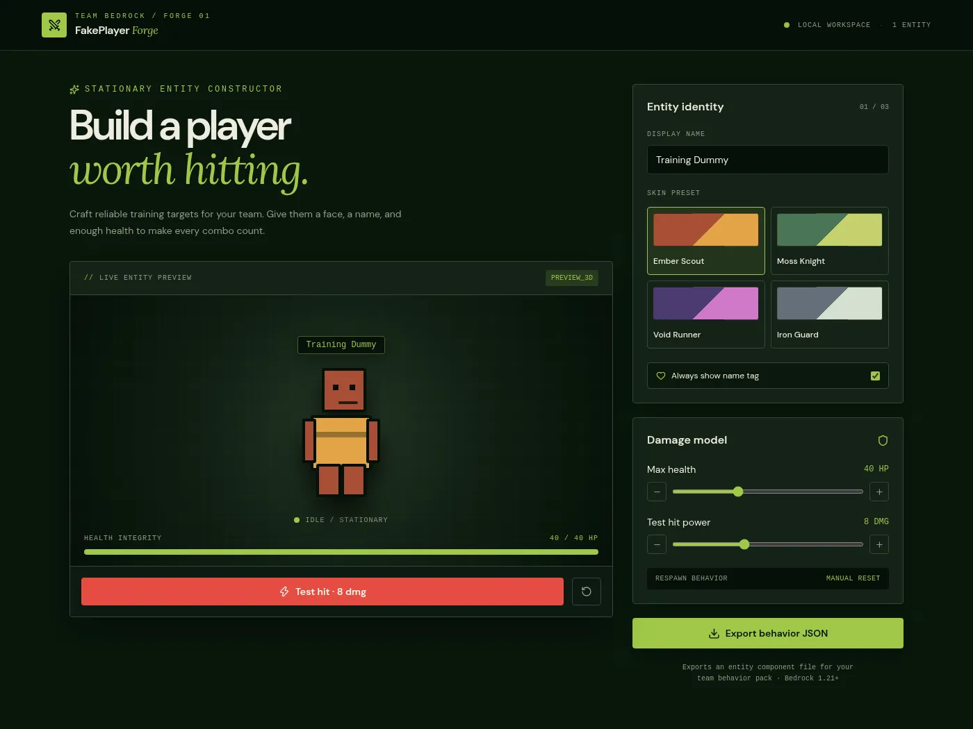 FakePlayer Mod for Bedrock