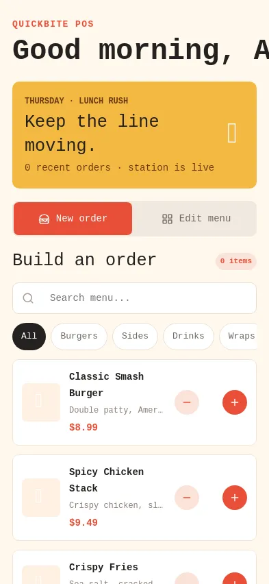 QuickBite POS Mobile