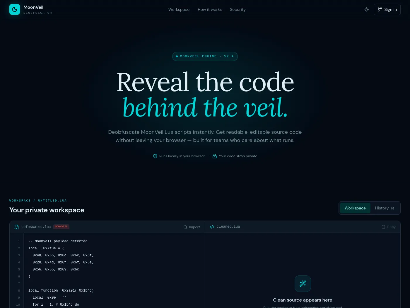 MoonVeil Deobfuscator Web