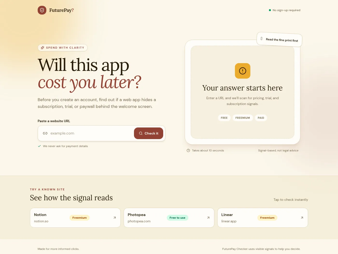 FuturePay Web Checker