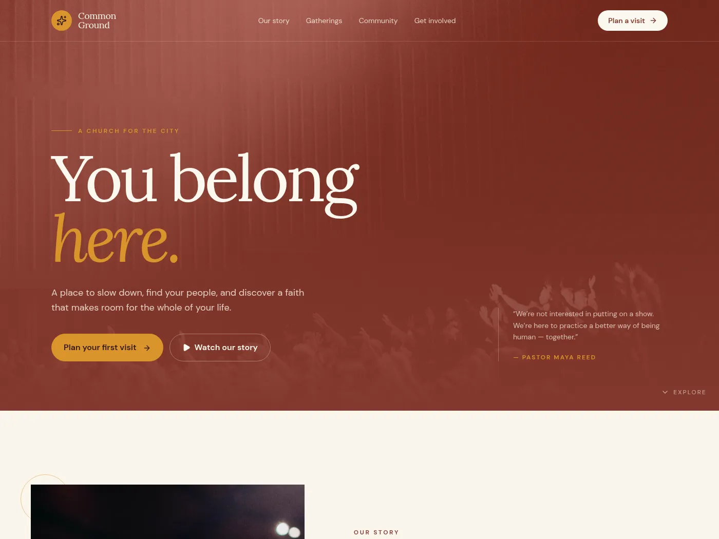 Church Landing Page