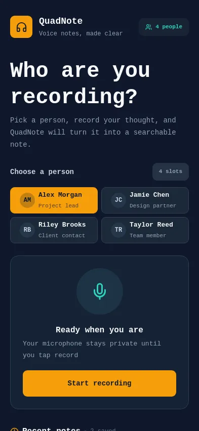 QuadNote Voice Recorder