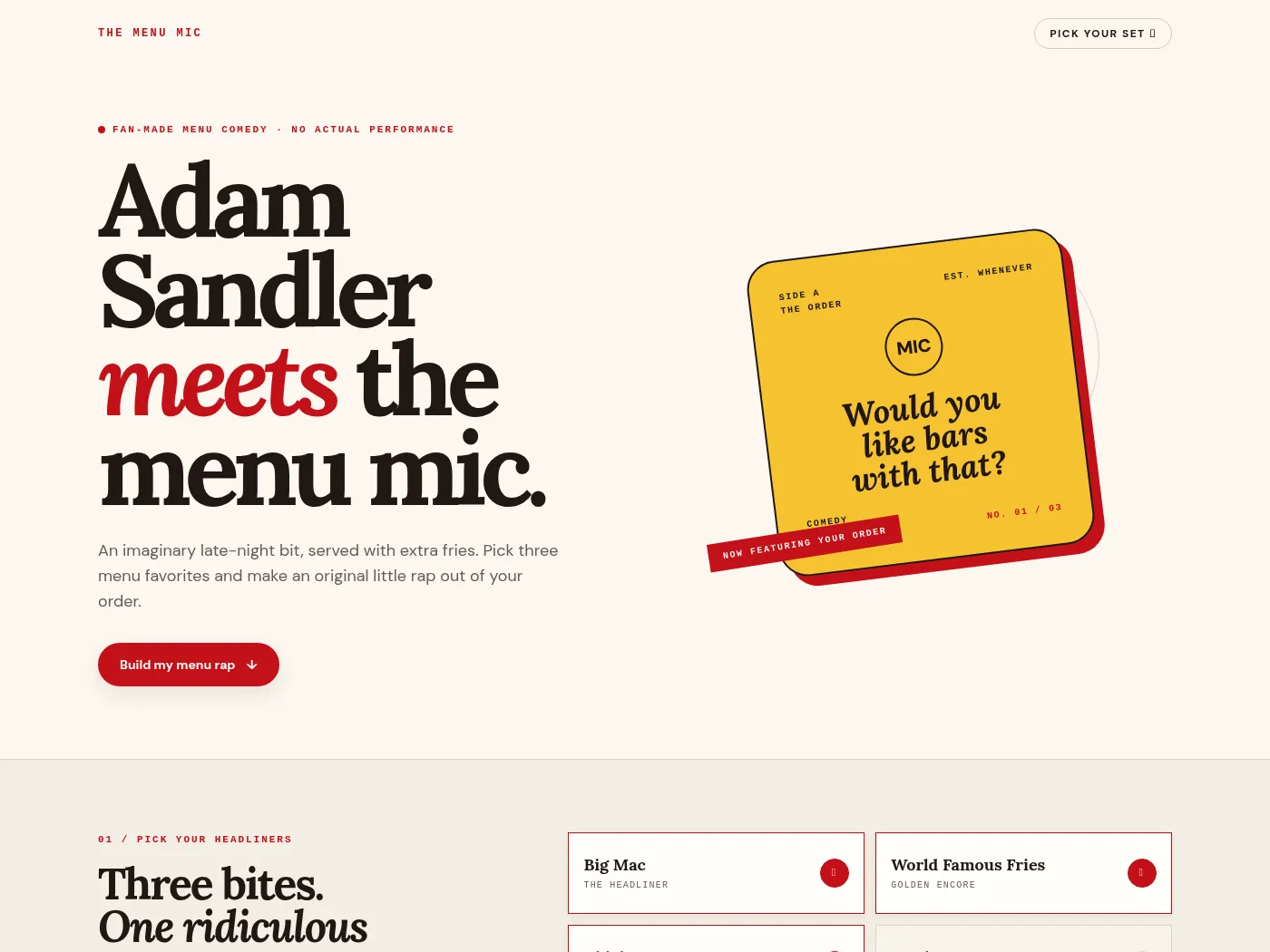 Sandler Raps The Menu
