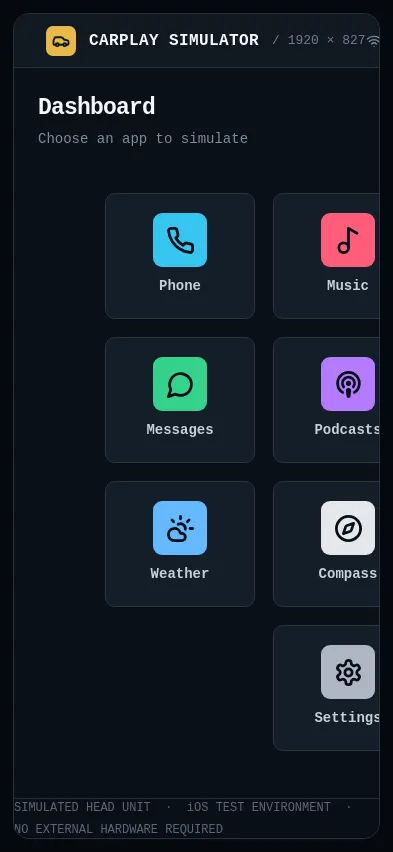 CarPlay Dashboard Simulator