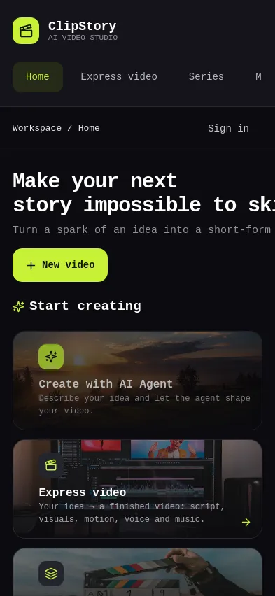 ClipStory AI Mobile Studio