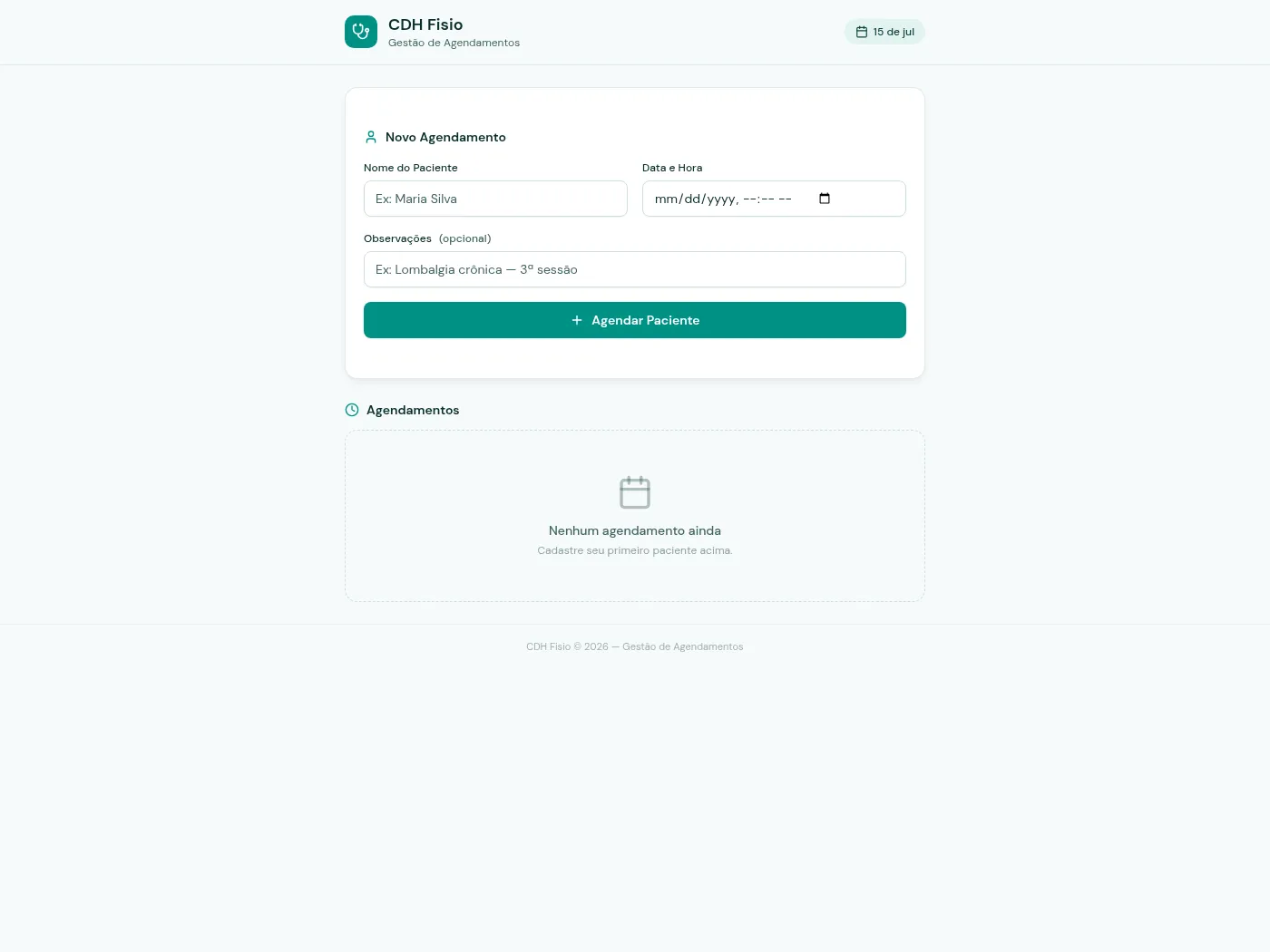 CDH Fisio Scheduler