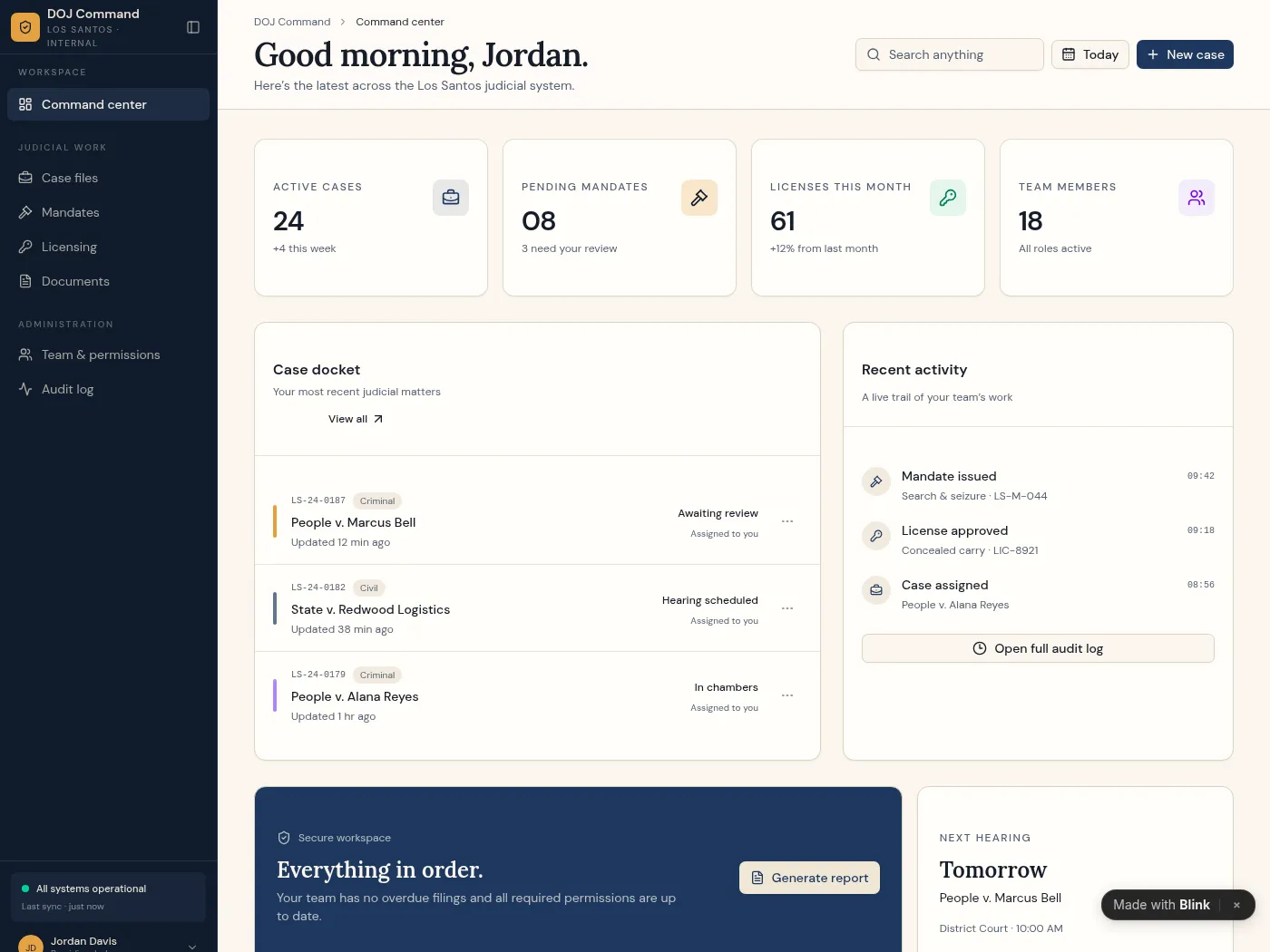 DOJ FiveM Judicial Dashboard