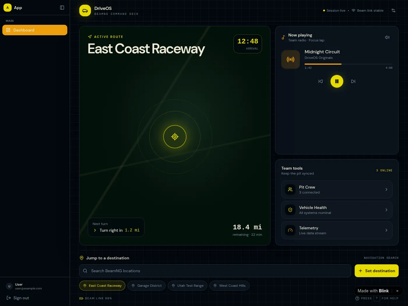 CarPlay Dashboard for BeamNG