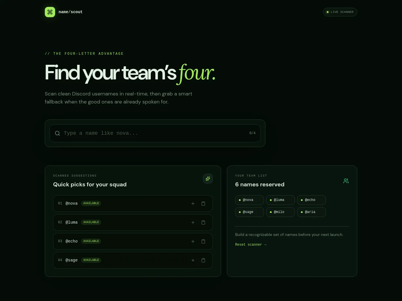 Discord Name Scout