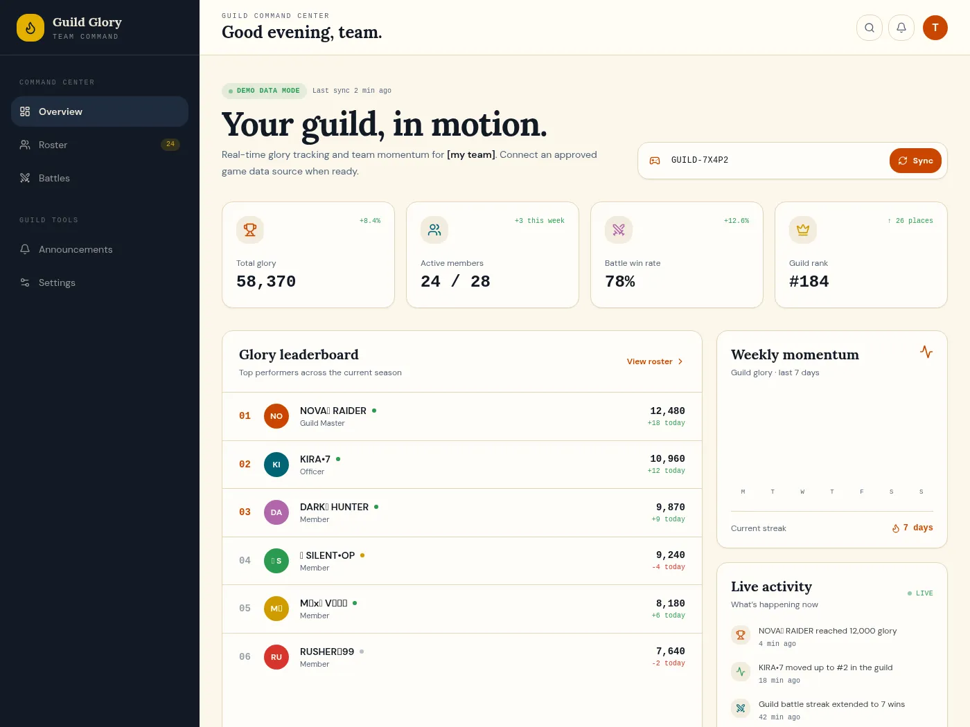 Guild Glory Tracker
