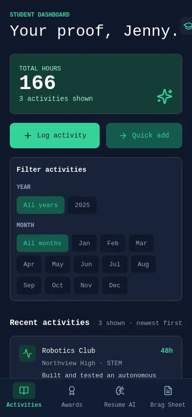 ProofFolio Student App