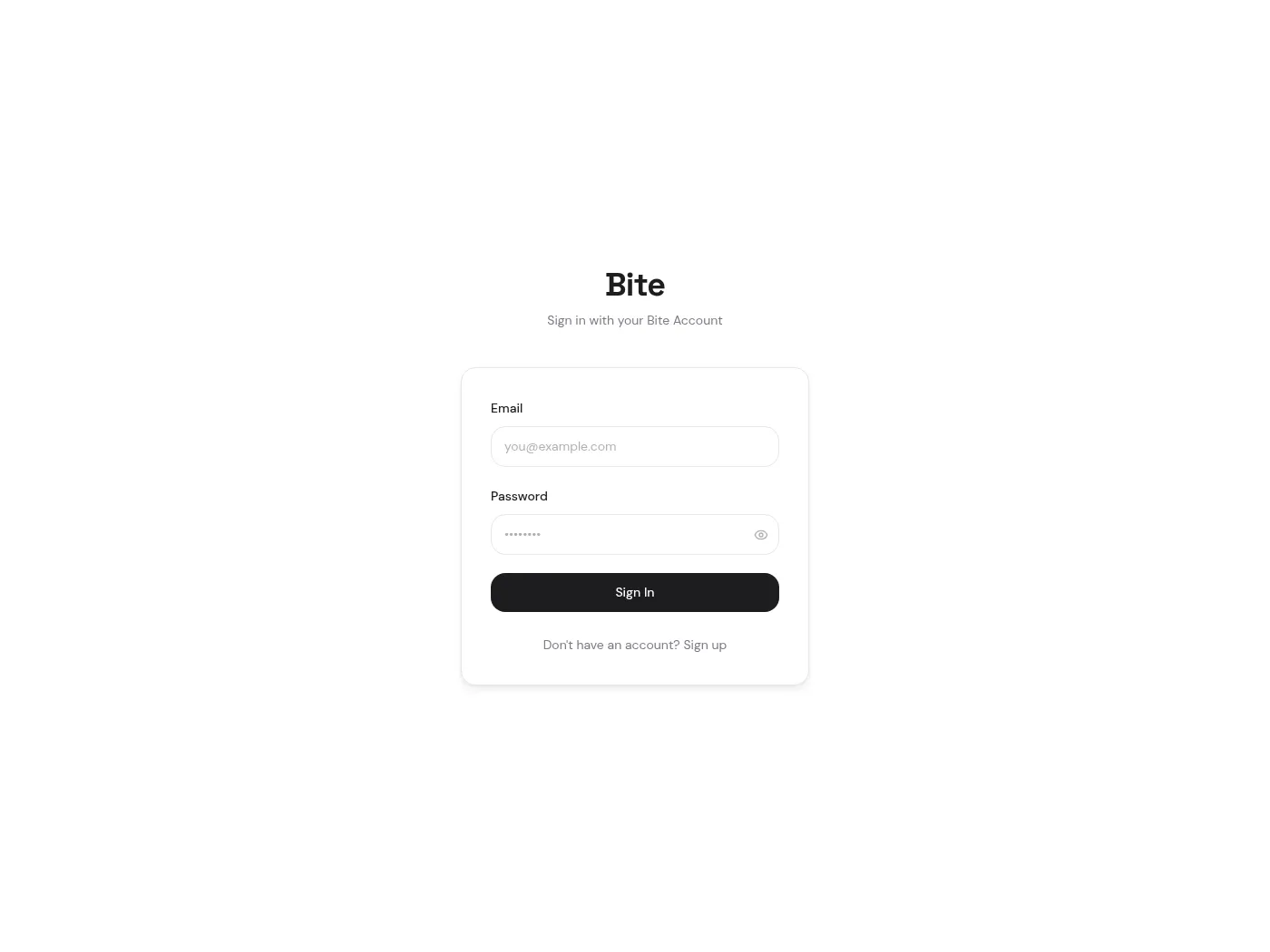 Bite Minimalist Web Portal