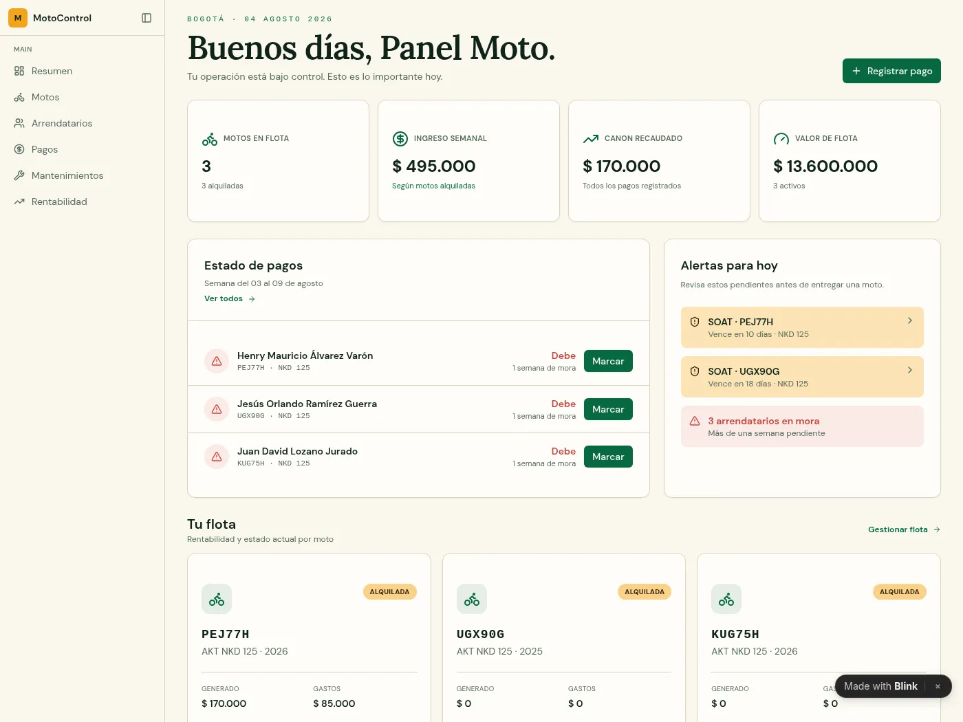 Blink Moto Business Helper