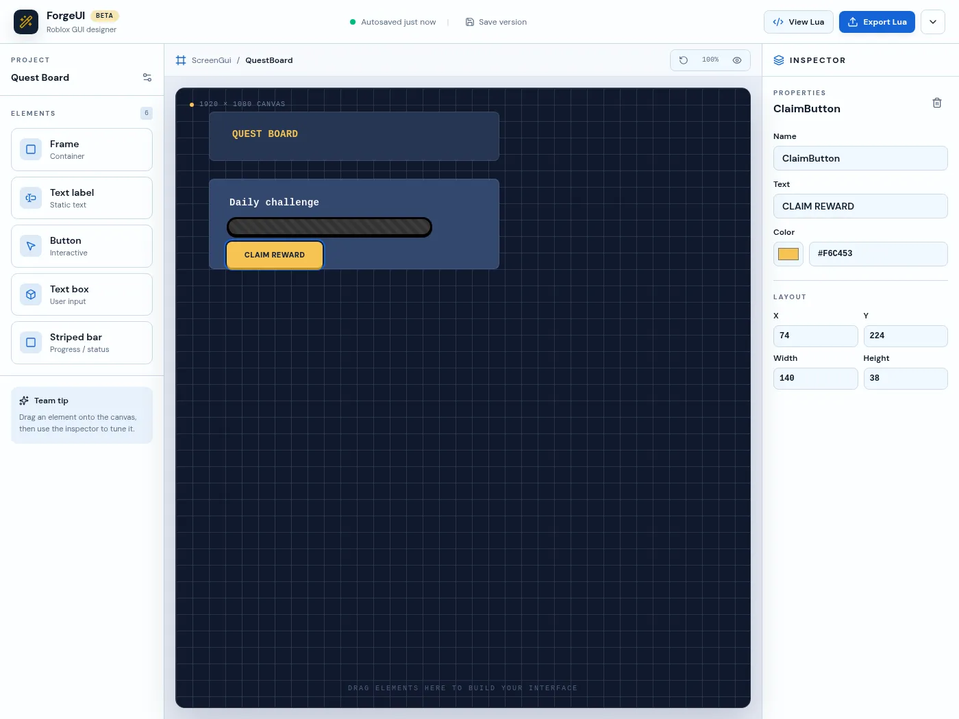 Roblox GUI Designer