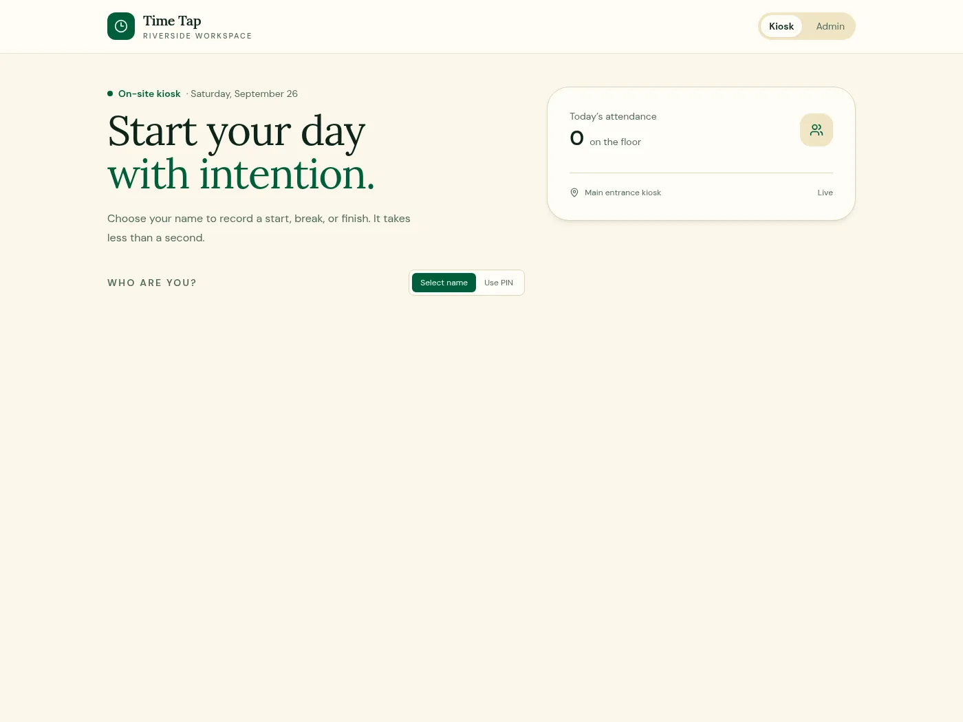 Kiosk Time Tracker