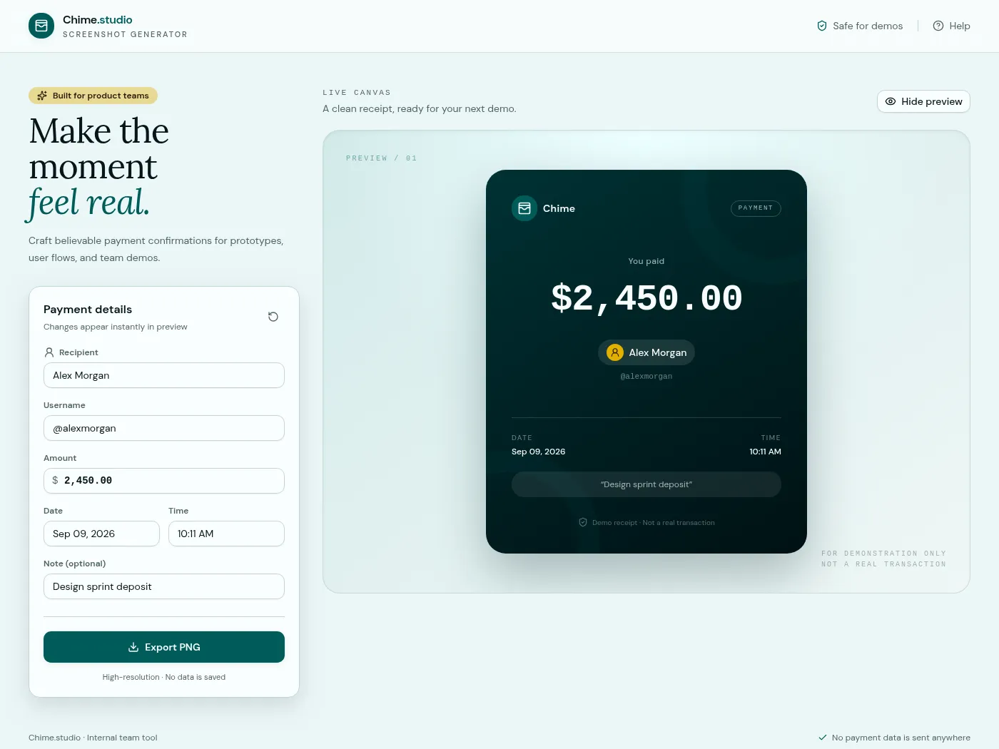 Chime Screenshot Generator