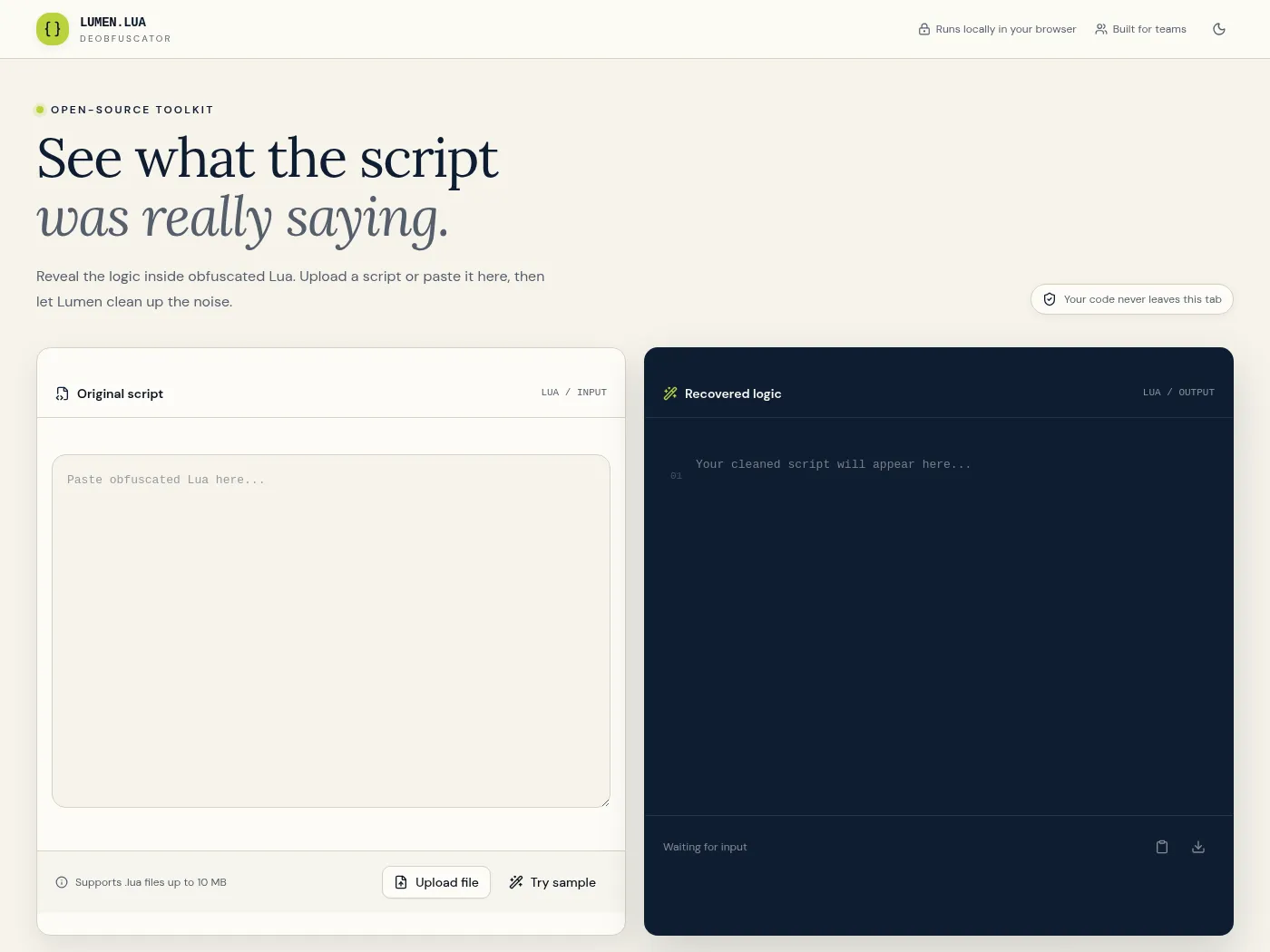 Lua Deobfuscator Web App