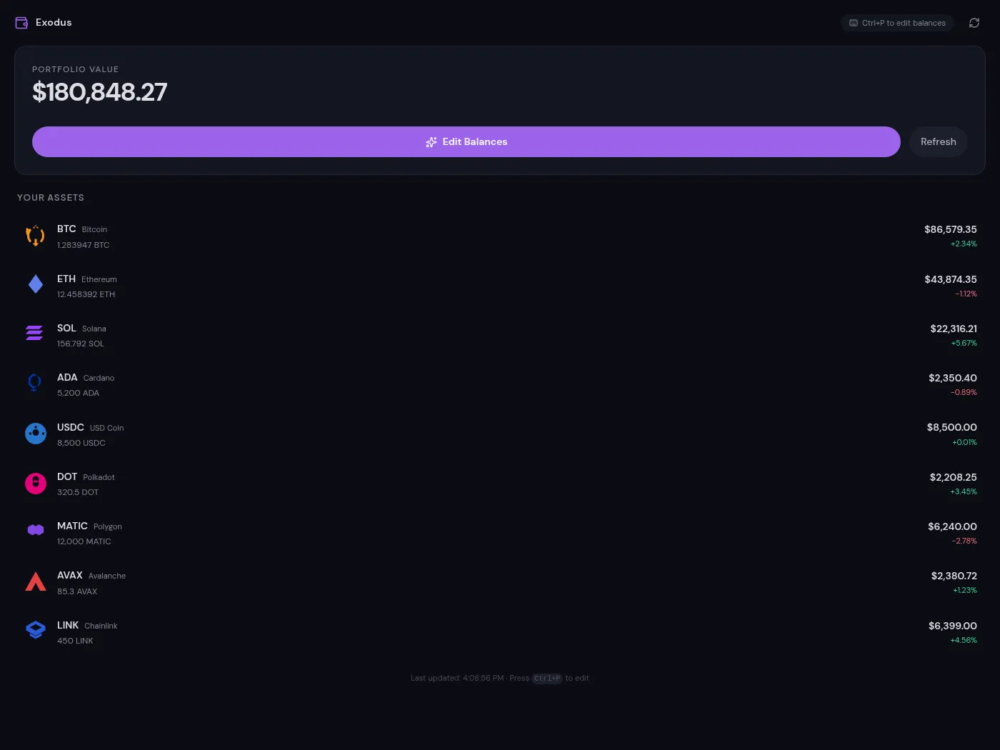 Exodus Wallet Simulator