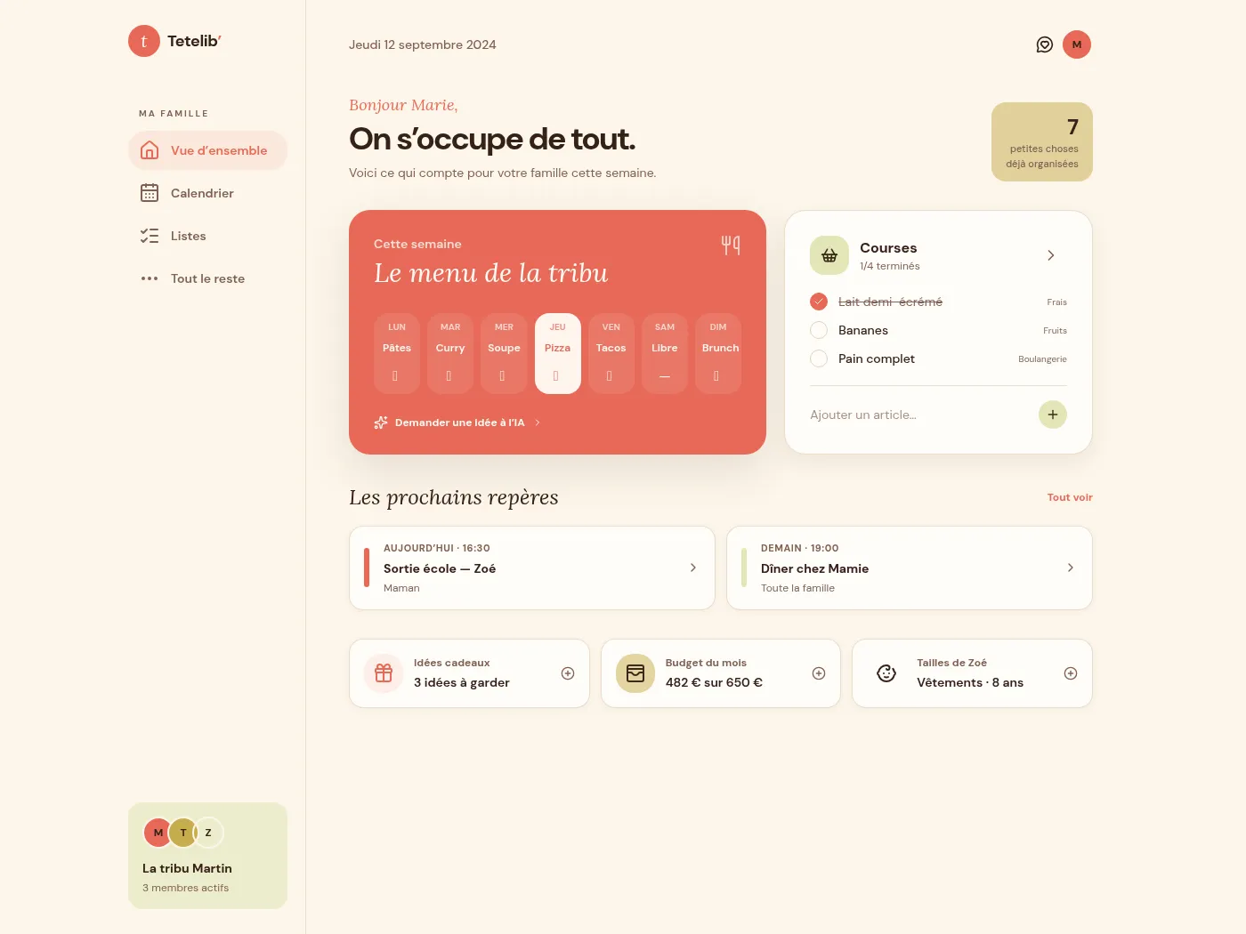Tetelib' Family Organizer