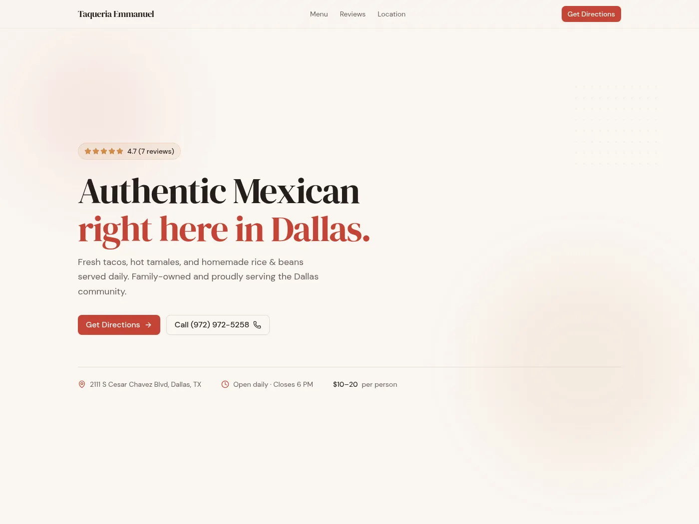 Taqueria Emmanuel Website
