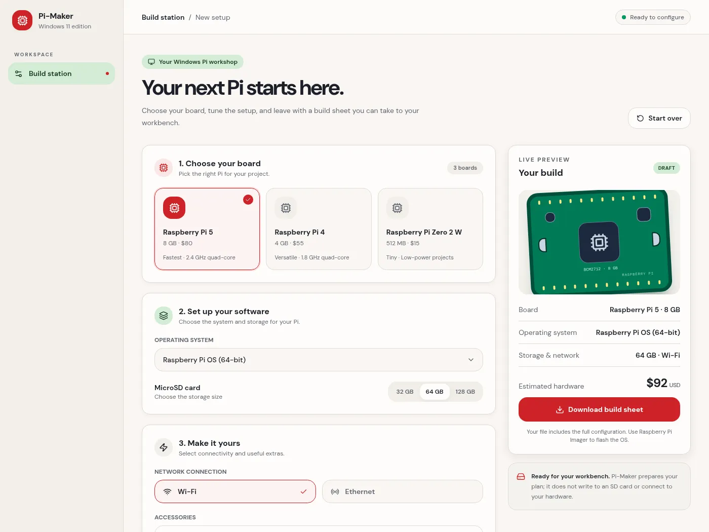 Pi-Maker for Windows 11