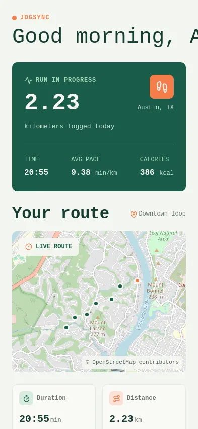 JogSync Real-Time Jogging