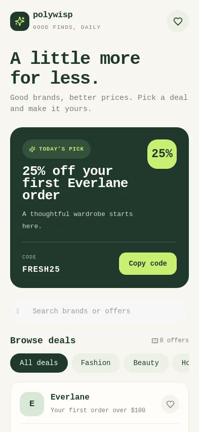 Polywisp Promo Finder