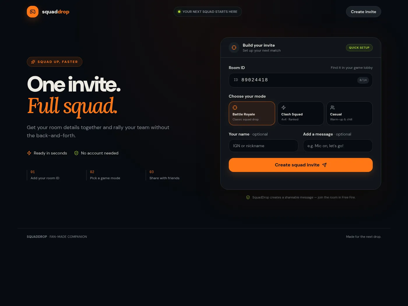 Free Fire Invite Bot