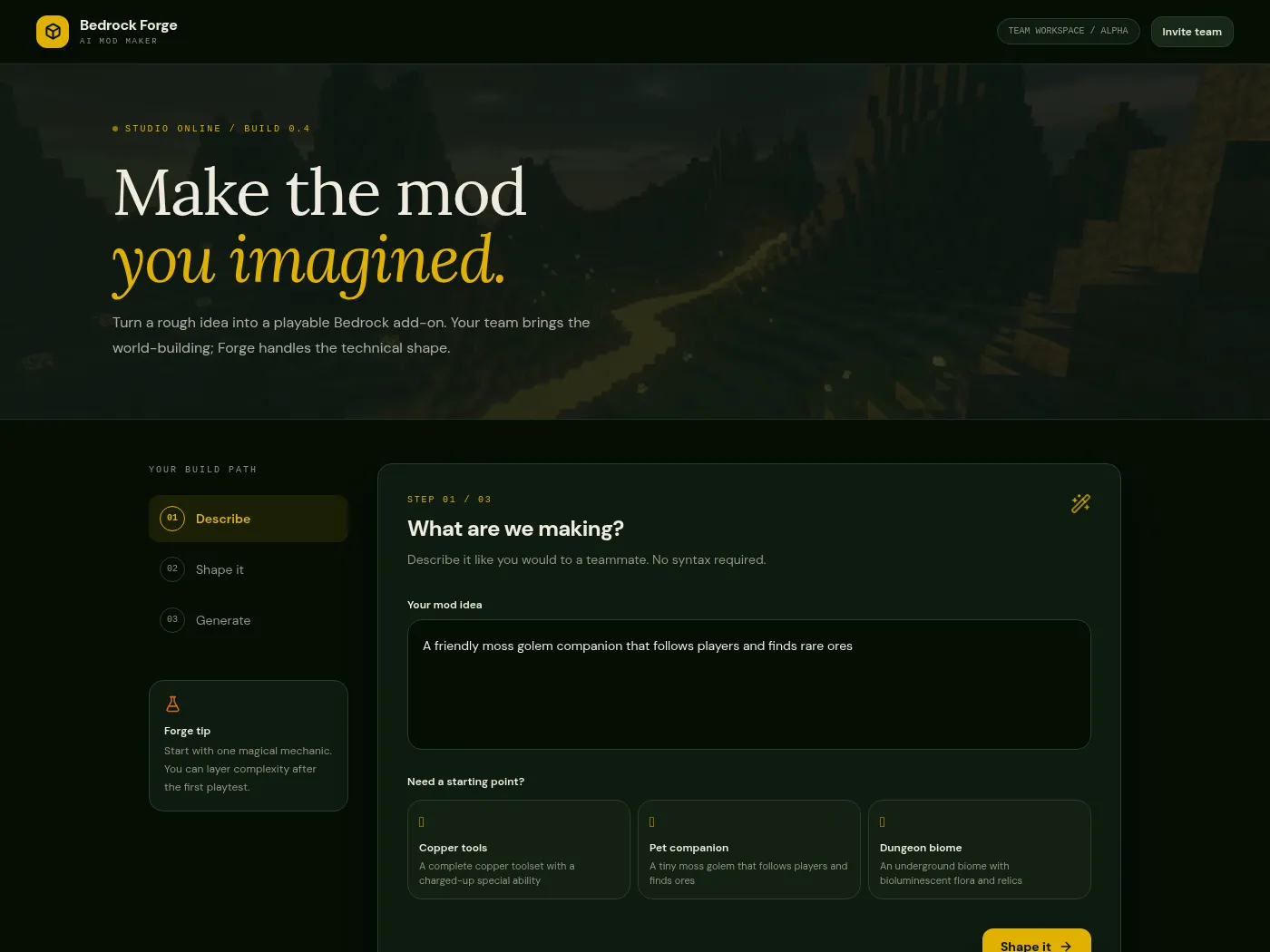 AI Bedrock Mod Maker