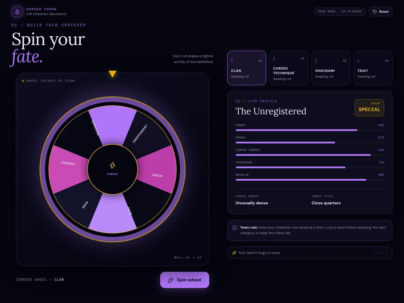JJK Character Spinner