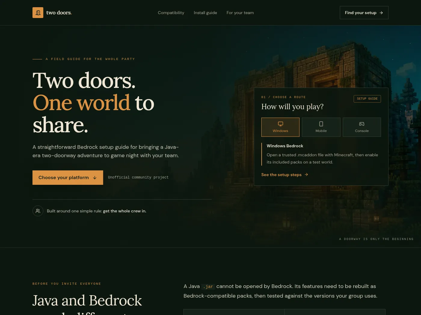 2Doors Bedrock Add-on