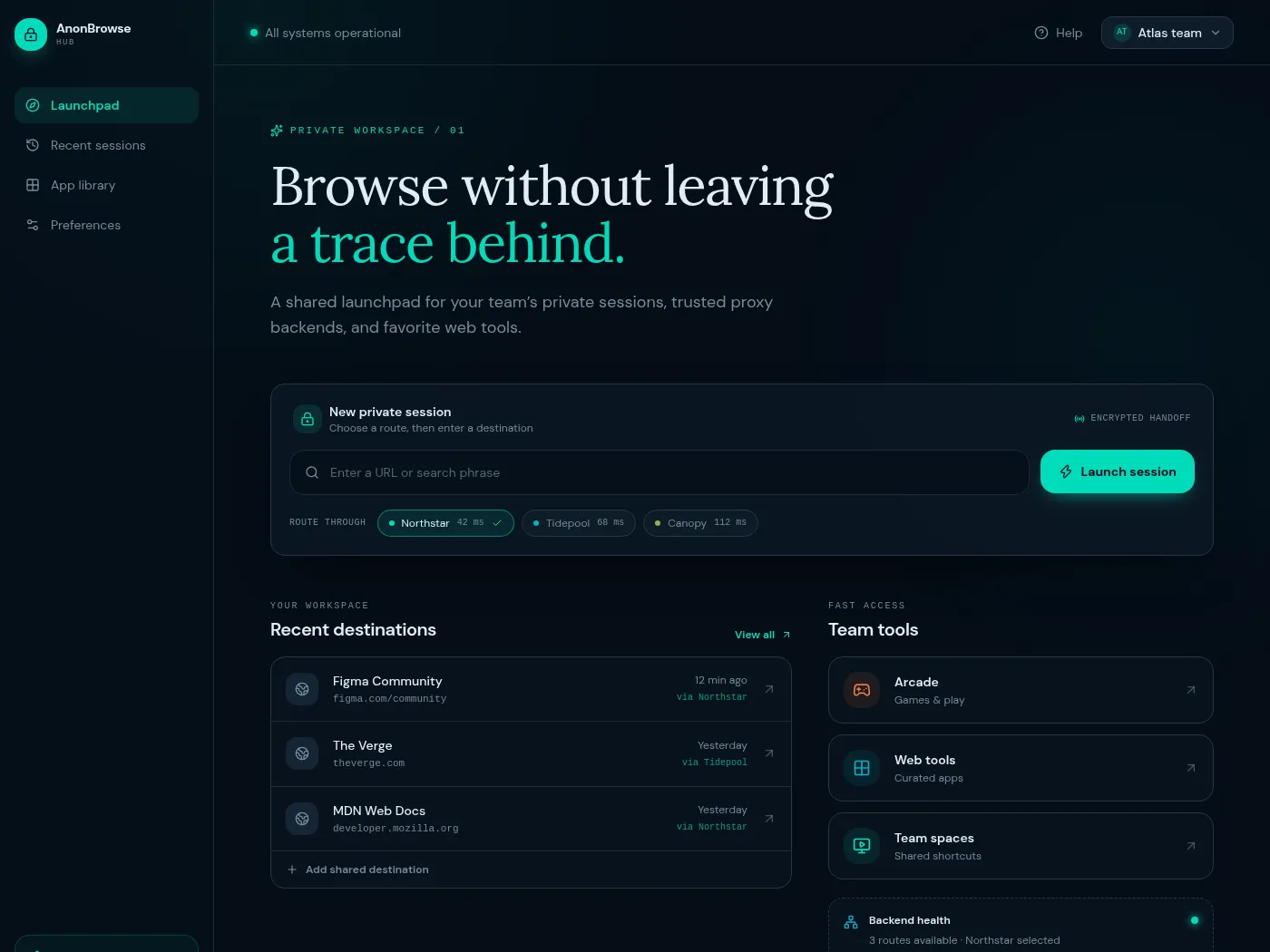 AnonBrowse Hub