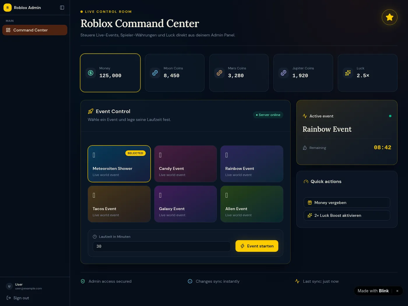 Roblox Event Admin Panel