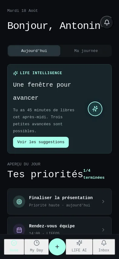 LIFEOS — Daily OS Reinvented