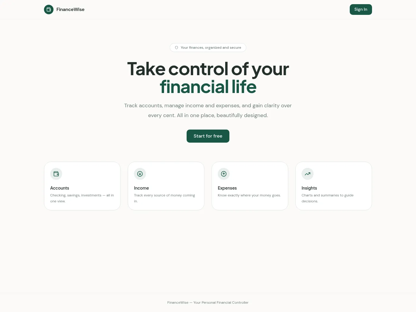 FinanceWise Personal Controller